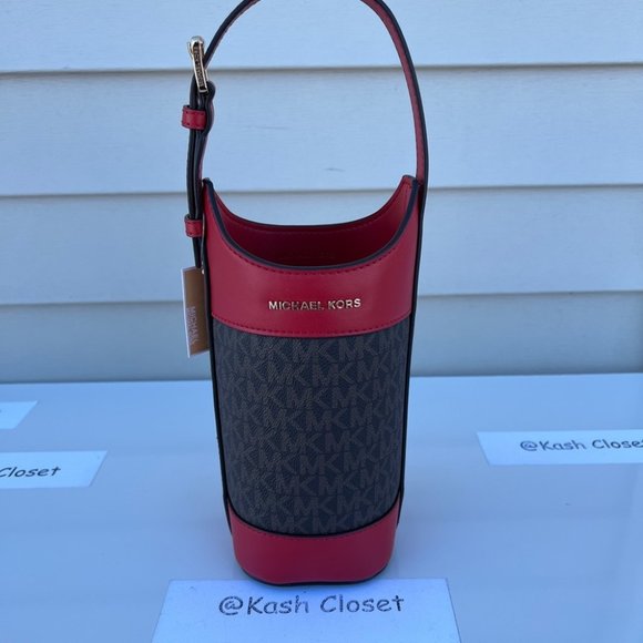 Michael Kors | Bags | Michael Kors Mk Brownflame Red Signature Wine Bottle Holder | Poshmark